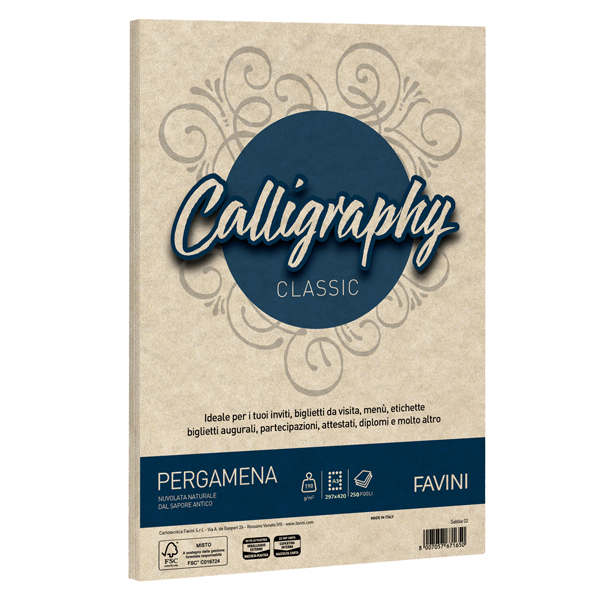 Carta Calligraphy Pergamena - A3 - 190 gr - sabbia 02 - Favini - conf ...