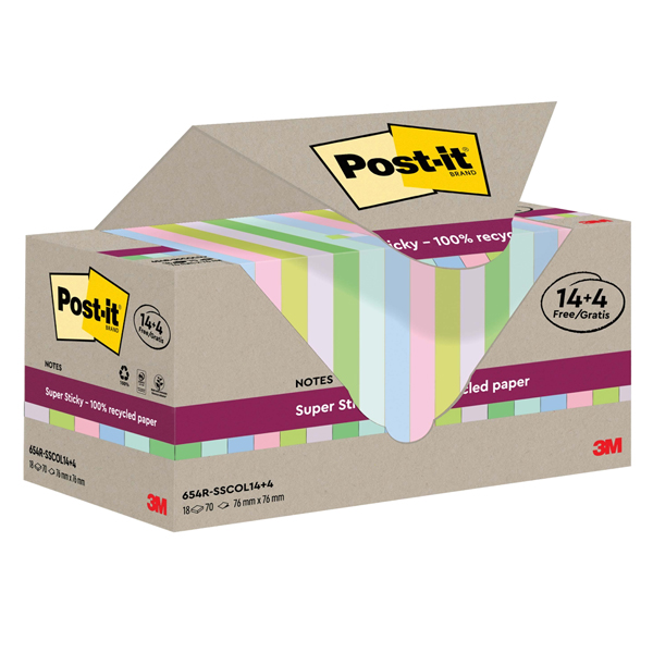 Blocco foglietti Post-it SuperSticky Green - SSCOL14+4 - 76 x 76 mm ...