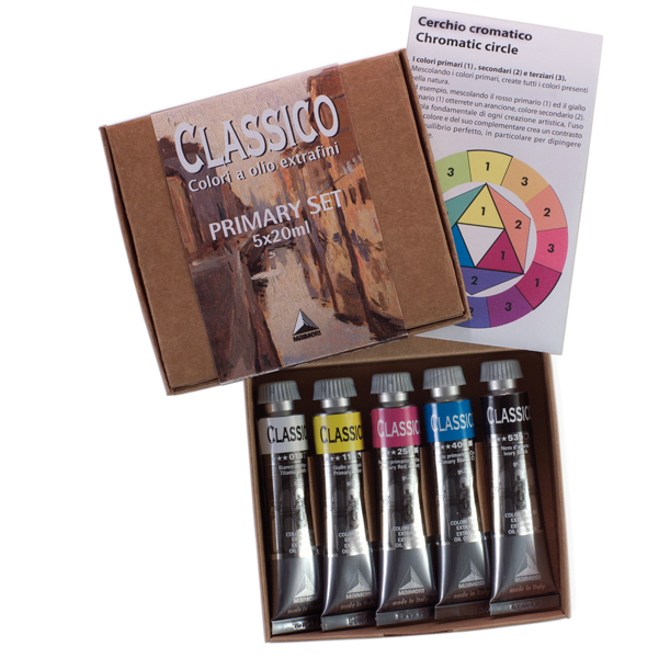 Colori a olio extrafini Primary Set - 20 ml - colori primari (nero ...